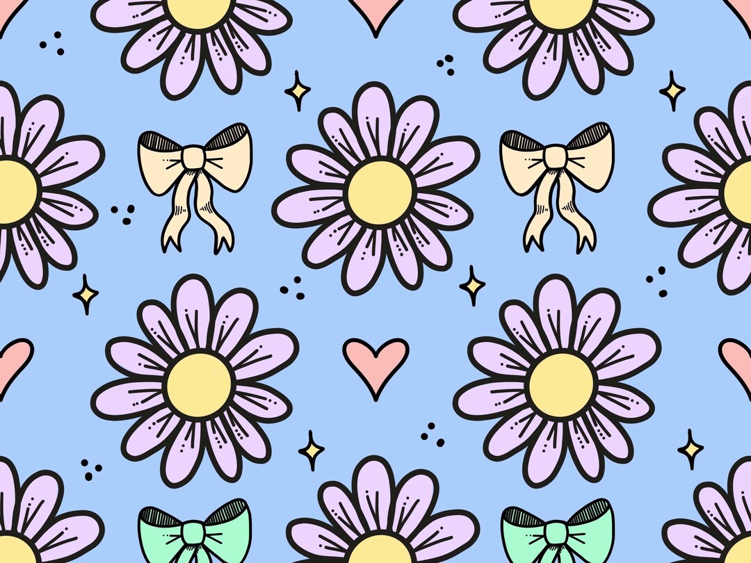 Dottie - Pastel Daisy Seamless Pattern Digital Download, Cute ...