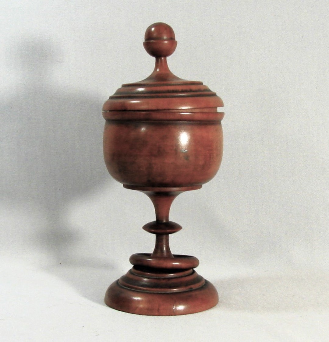 Treenware Pedestal Lidded Vessel, Ring Around Stem, Fine Grain Wood ...