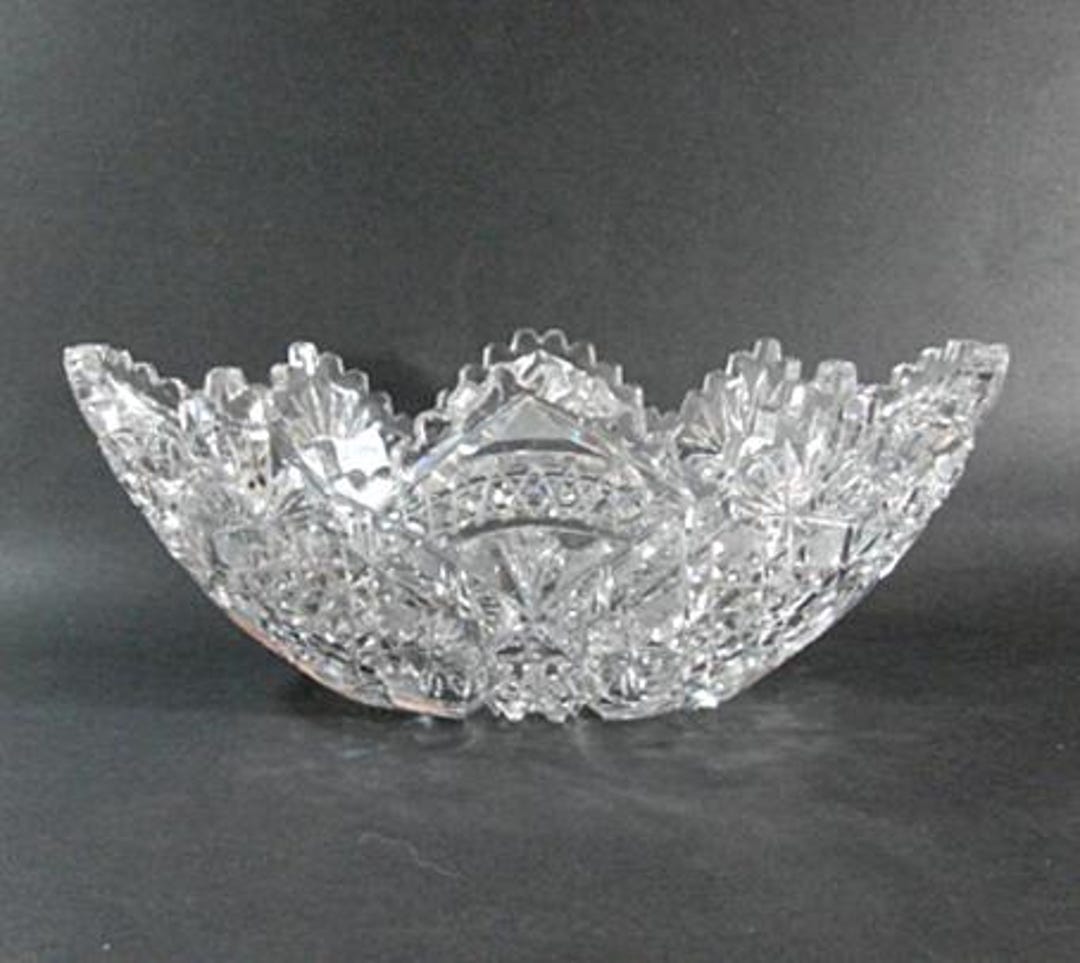 Antique American Brilliant Cut Glass Oval Bowl, Large Size, Deep and ...