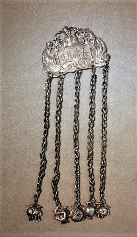 Chinese Silver Pendant with Hanging Chains and Fruit … - Gem