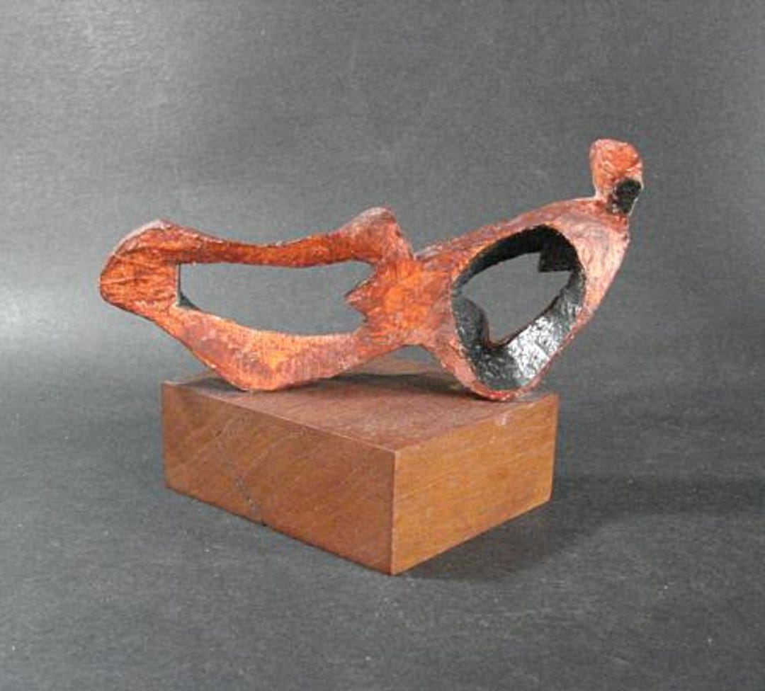 Modernist Biomorphic Ceramic Figure by David Crown, Abstract Horizontal ...