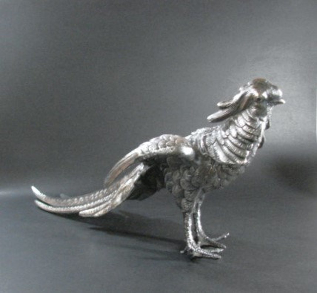 17" Fine Siver Plate Pheasant, Great Detail and Casting, Lovely Old ...