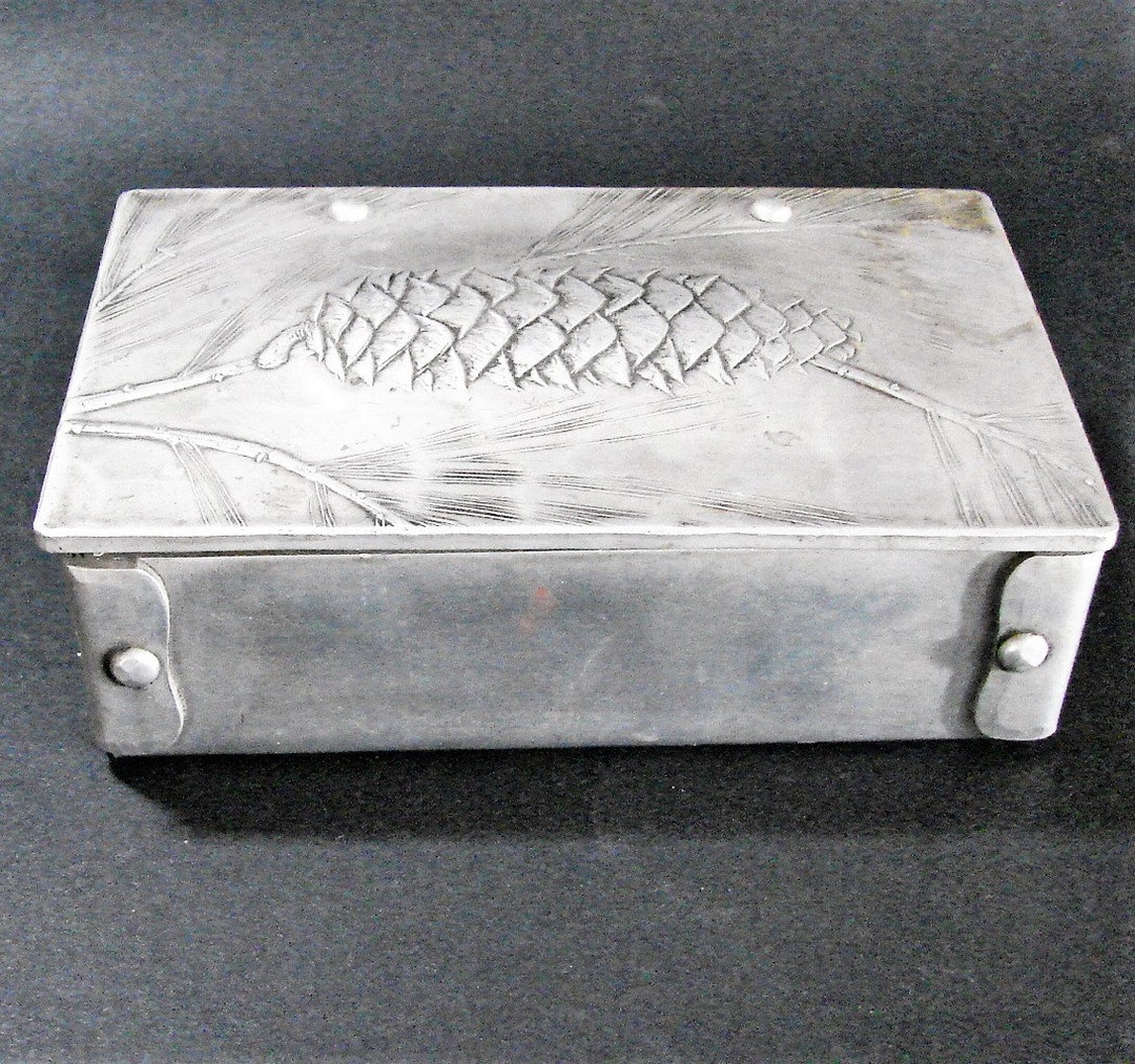 Wendell August Aluminum Box, Hand Hammered, Pine Cone Decor, Card ...
