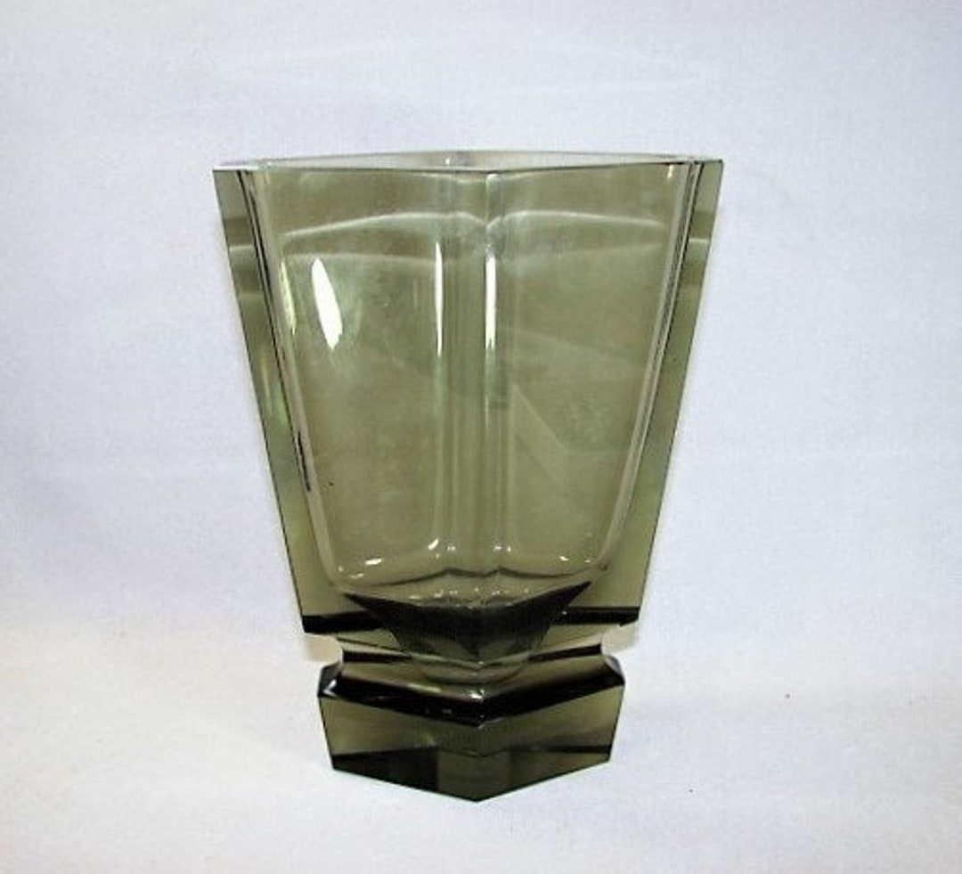 MCM Smoky Glass Geometric Vase - Etsy