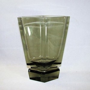 MCM Smoky Glass Geometric Vase - Etsy
