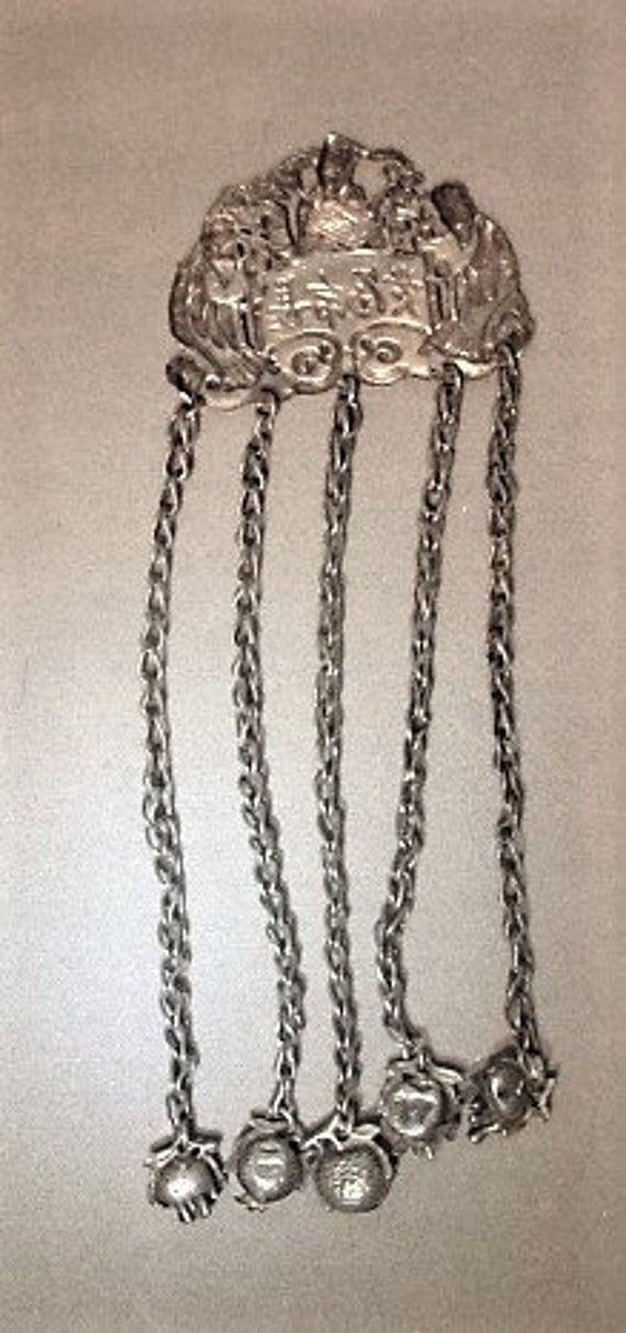 Chinese Silver Pendant with Hanging Chains and Fruit … - Gem