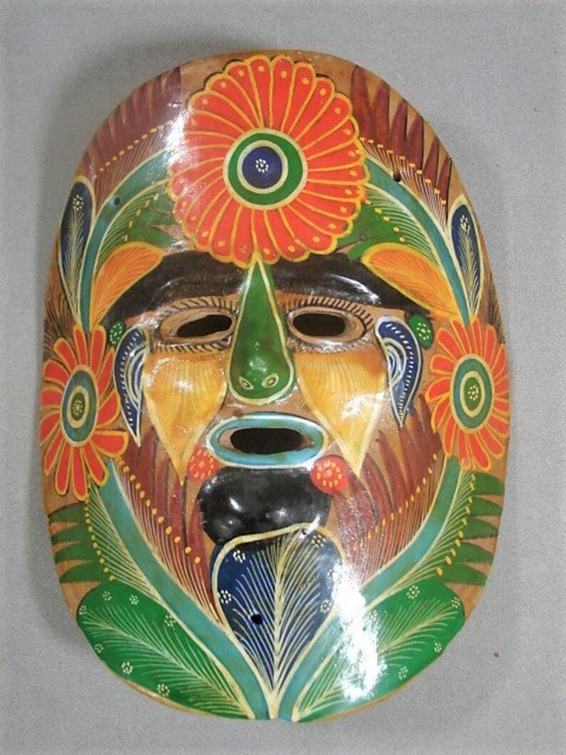 2 Mexican Ceramic Masks Elaborate Scene Well Painted | Etsy
