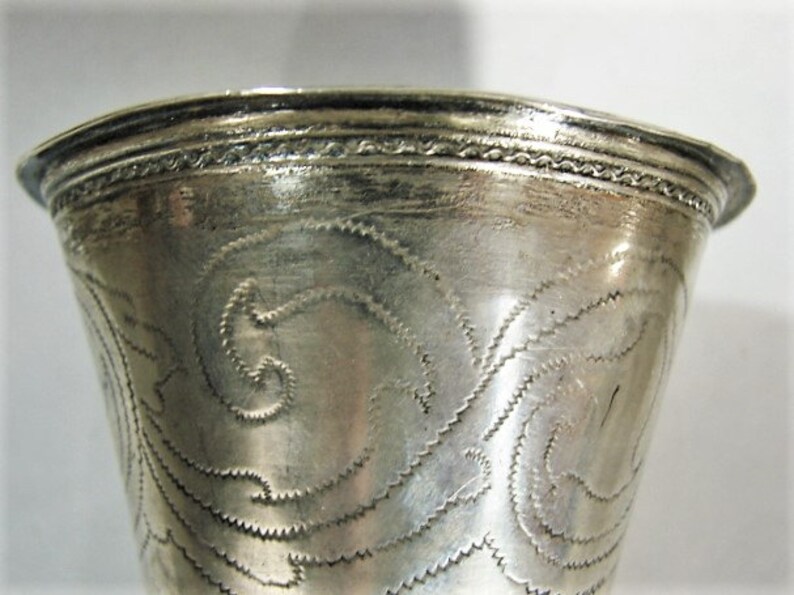 Silver German Beaker Ca 1700 Etched Designs Beaded Rims - Etsy