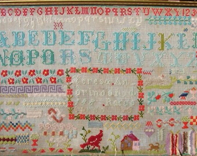 Latin American Sampler, Cross Stitch and Pictoral, Signed and Dated ...