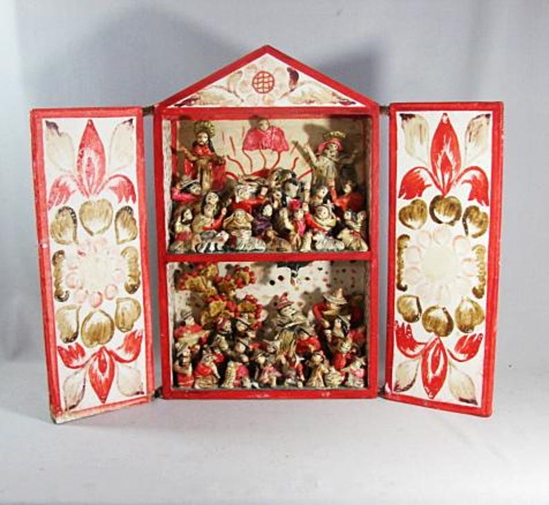 Peruvian Retablo Diorama, Birth of Christ, Joyous Celebration, Multi ...