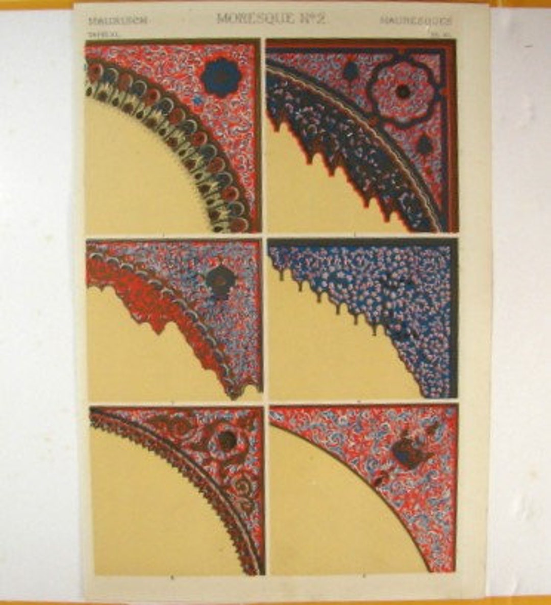 Moresque Design Lithograph, Owen Jones, Grammar of Ornament 1856 ...