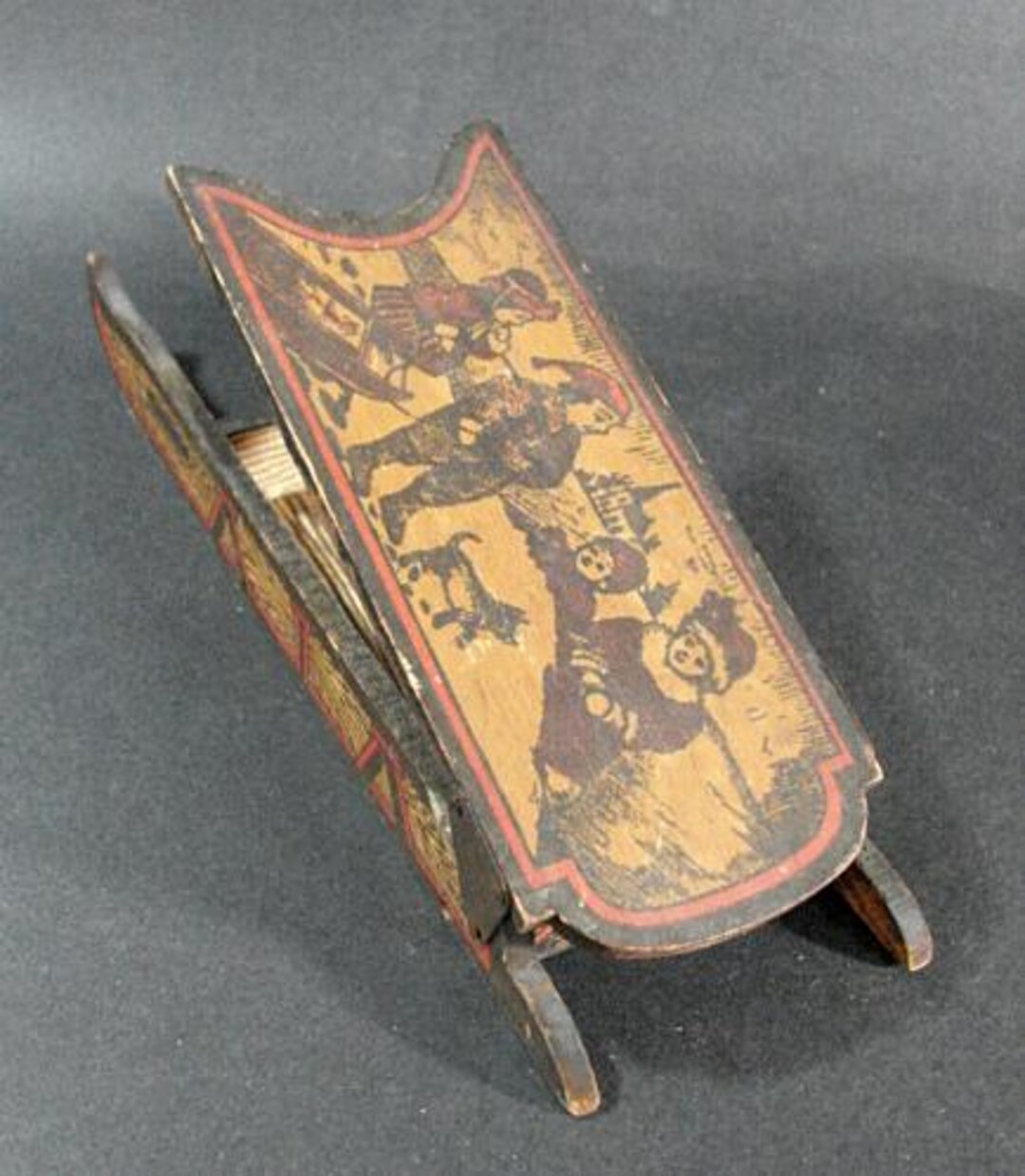 Rare Antique Wood Candy Box, Lithograph Sled Design, Ca 1910, Winter ...