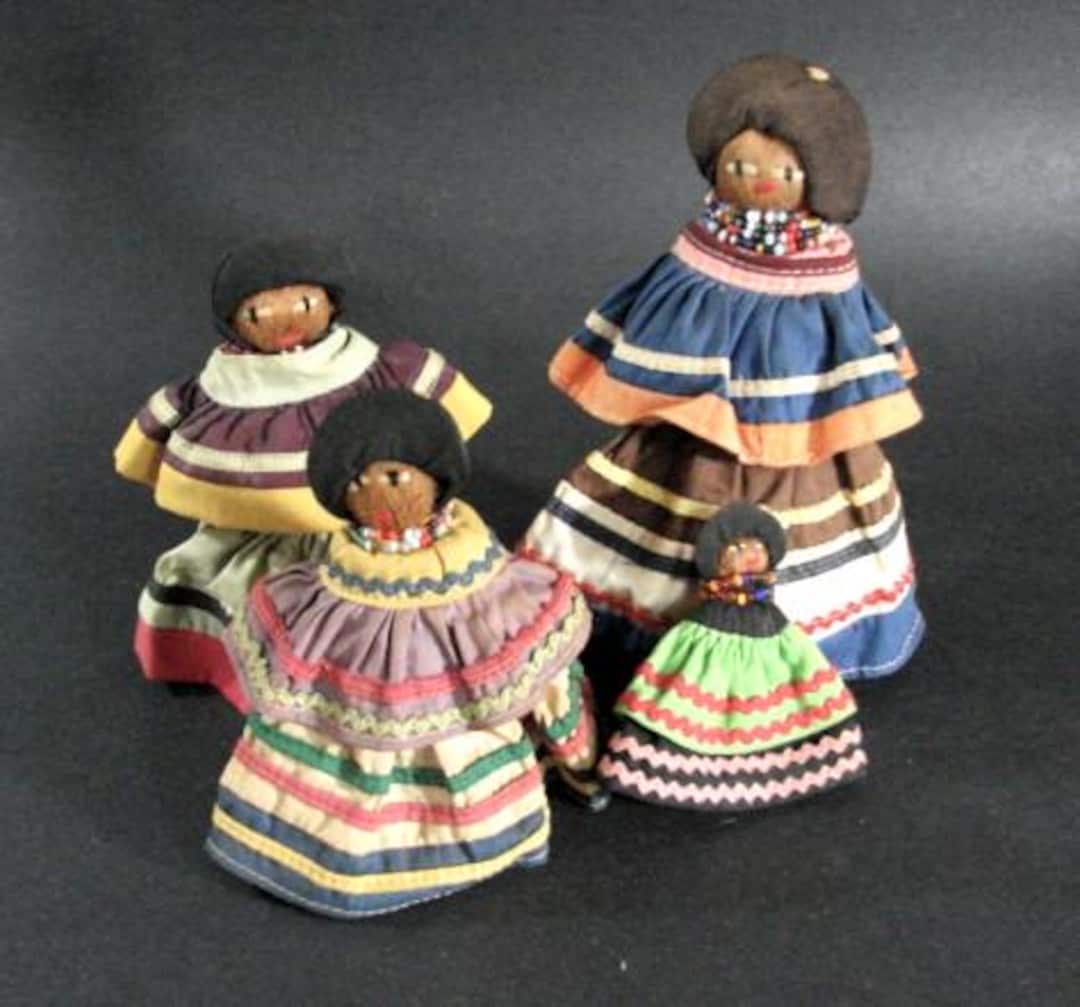 4 Vintage Seminole Dolls, Small Sizes, Nice Color and Details, Hand ...