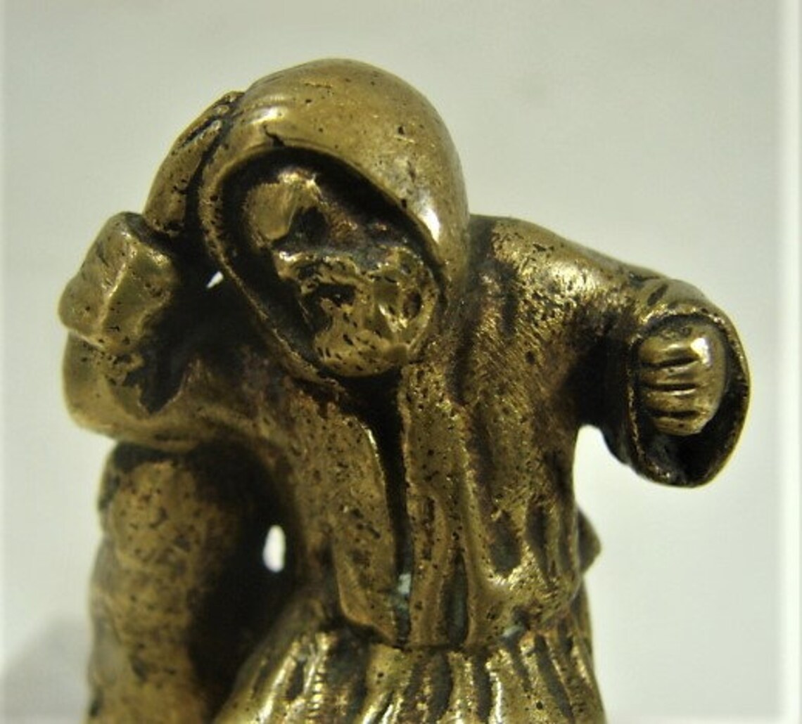 Mysterious and Quirky Little Bronze Cloaked Figure Marble - Etsy