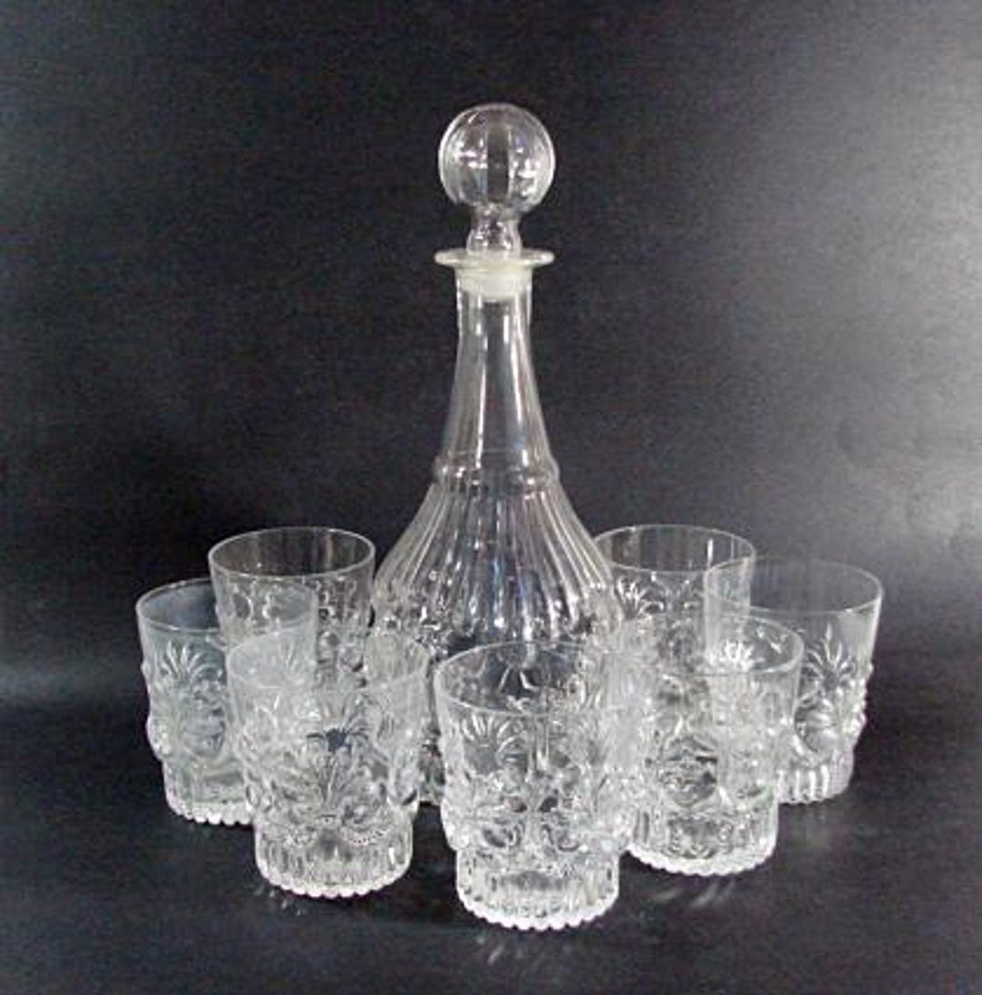 Sandwich Glass Decanter and Glasses, MMA Series 1970s, Adams Design ...