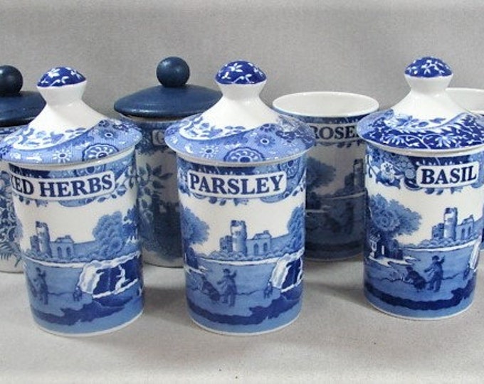 7 Spode Herb and Spice Jars - Blue Room Collection - Italian - Etsy