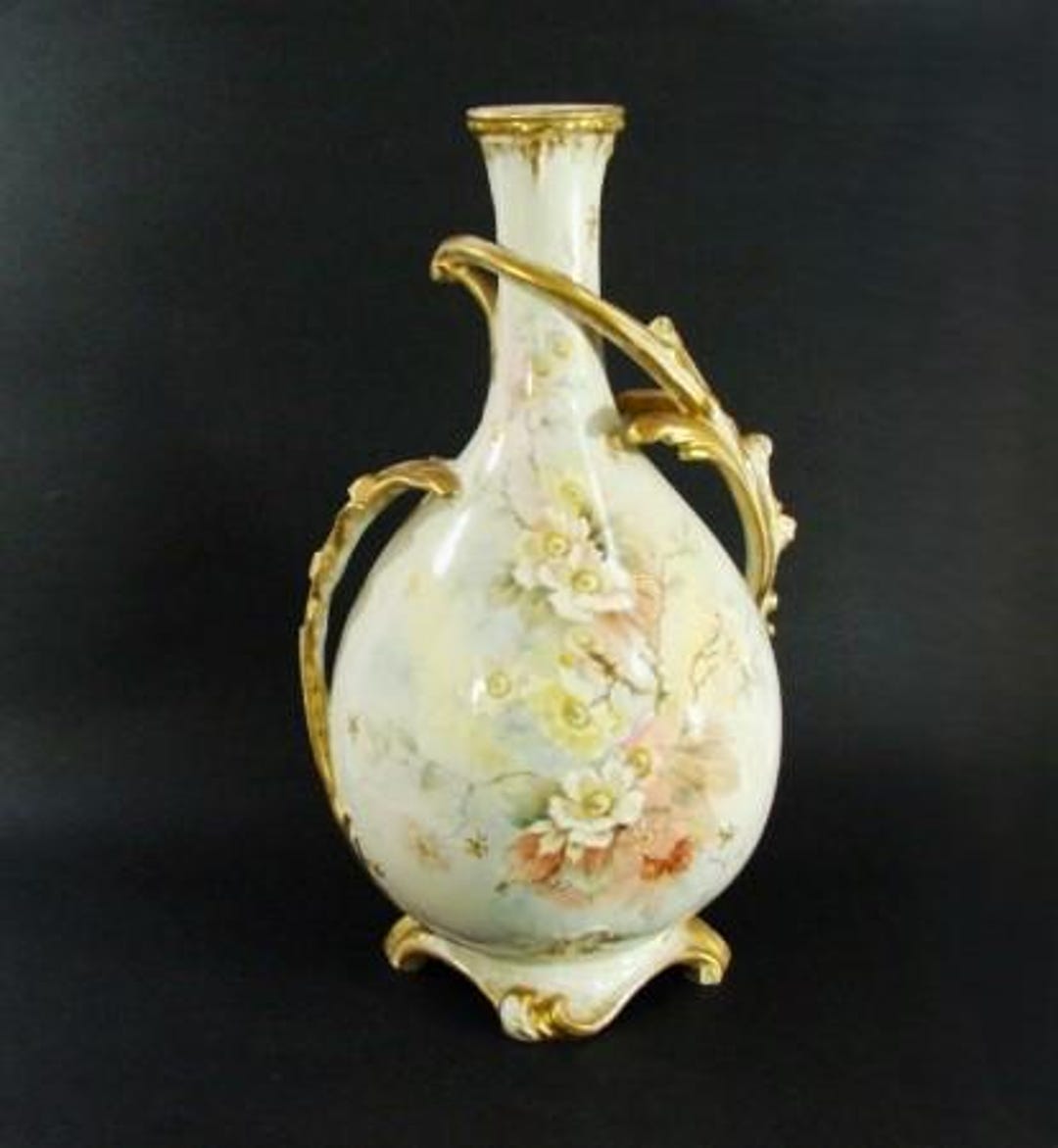 Large Royal Bonn Floral Vase, Art Nouveau Design, Gilded Details on ...
