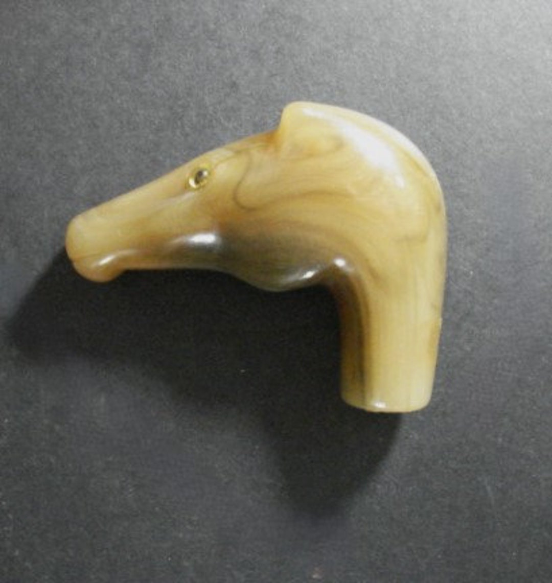 Bakelite Horse Head Cane Handle, Butterscotch Color, Inset Eyes, Ca ...