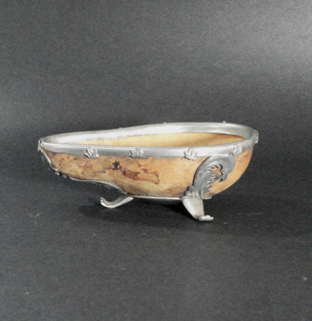 Silver Metal Mounted Gourd, Tripod Feet, Spanish Colonial Style ...