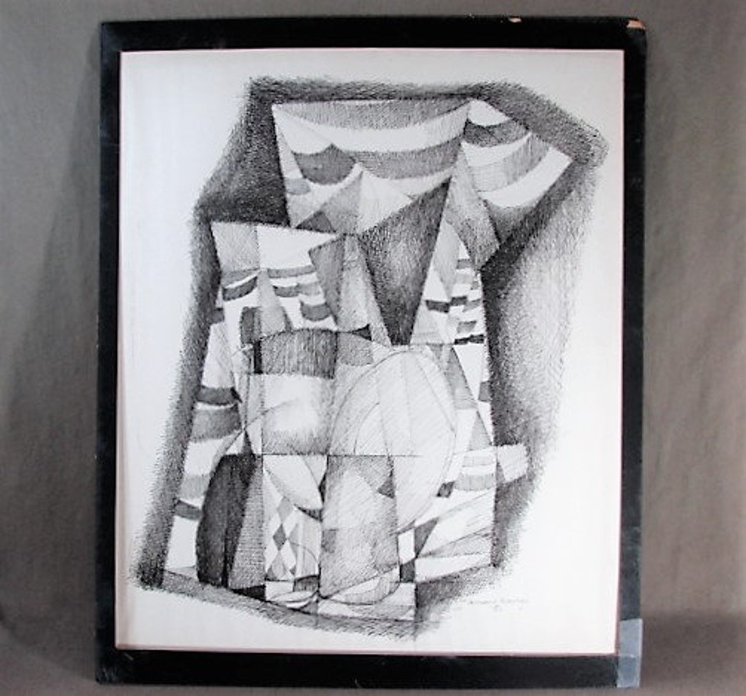 Large Leonard Maurer Pen and Ink Abstract Drawing, Cubism, 1951 - Etsy