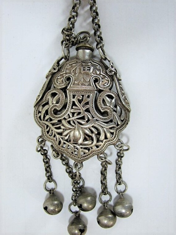 7" Chinese Silver Hanging Pendant - Reticulated - Bel… - Gem