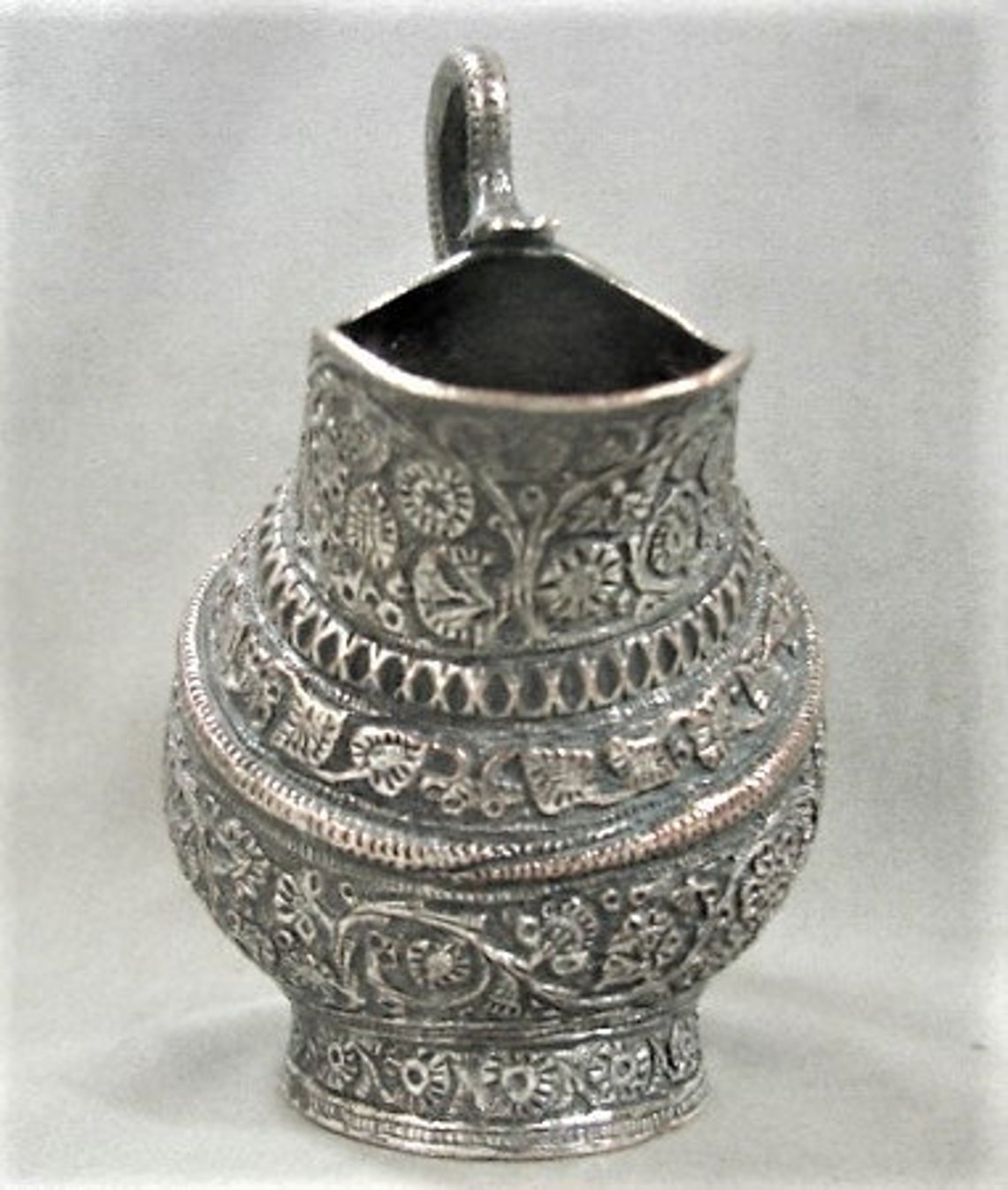 Silver on Copper Jug - India - Fine and Deep Repousse - Cobra Handle - Etsy