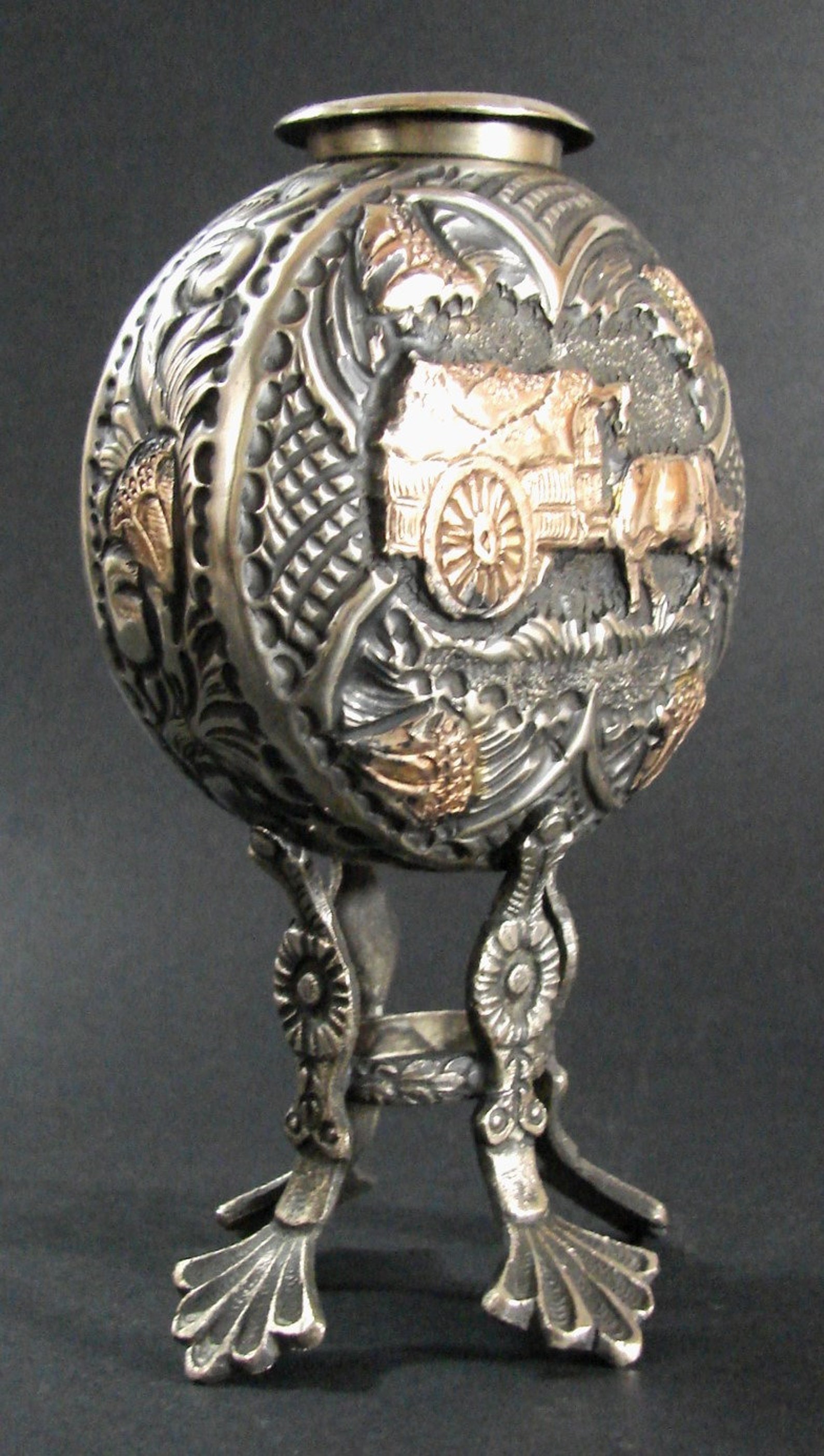 Antique Embossed Mate Cup, Rich Rococo Design With Gold Details, Horse ...