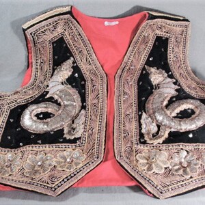 Embroidered and Decorated Asian Vest, Elephant, Dragons, Gold Thread ...