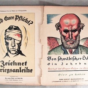 4 German Poster Designs, Propaganda Art, Exhibitions, Printed in Munich ...