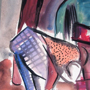 Helen Malta WPA Era Scene of Workers With Horse, Cubist Style, Strong ...