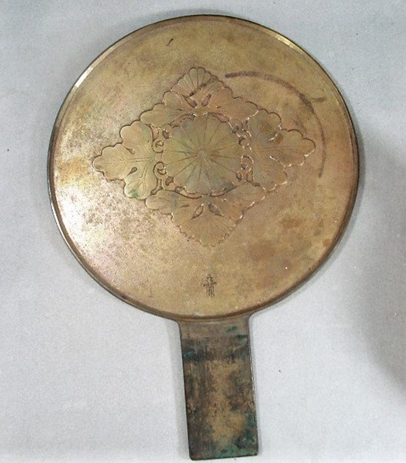 Large Bronze Japanese Mirror Meiji Era Signed Gilded | Etsy