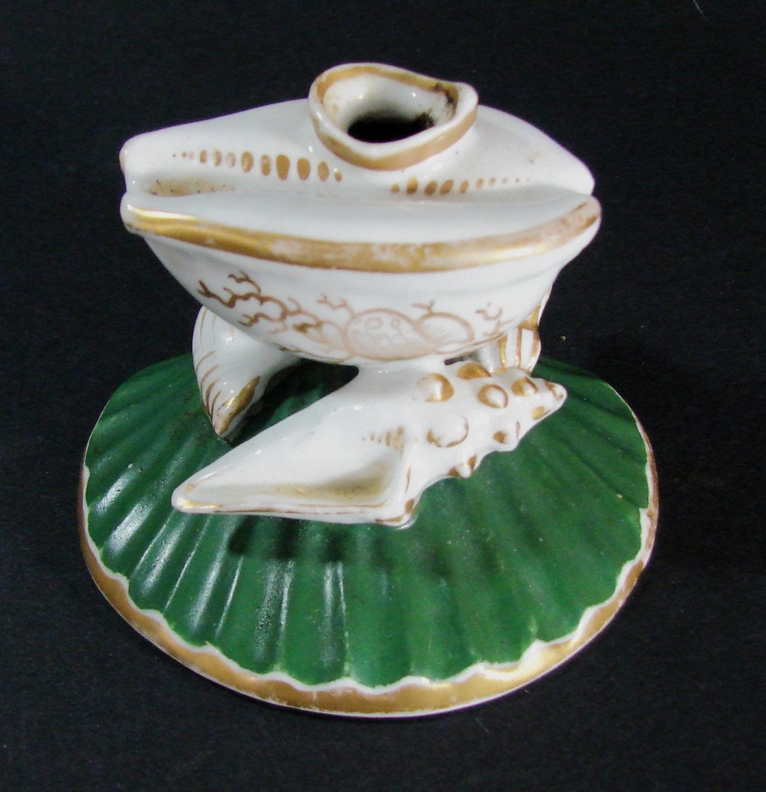 Early Shell Form Inkwell, Porcelain, Paint and Gilding, British or ...