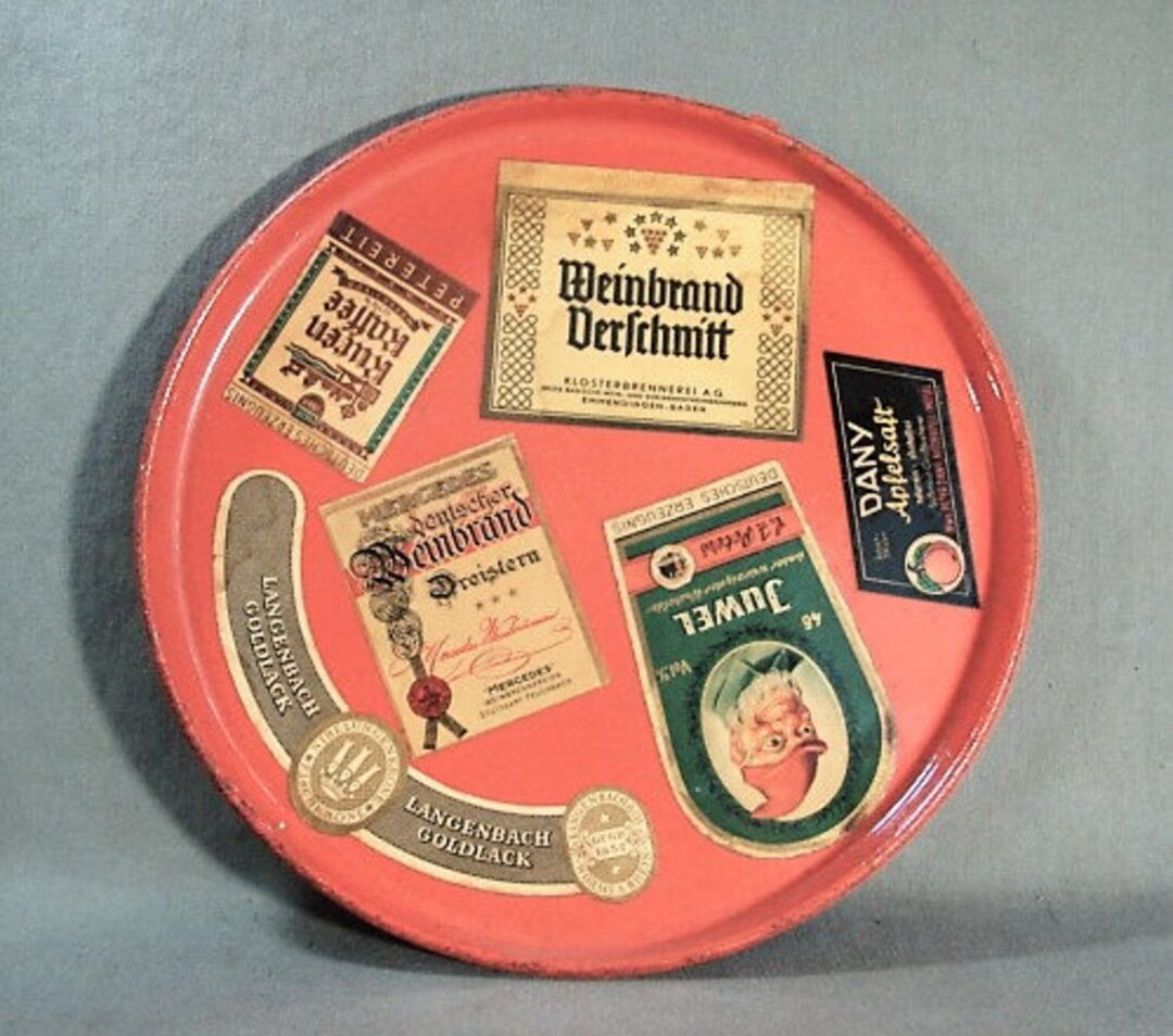 Vintage German Beer Liquor Tray With Applied Labels From Bottles ...