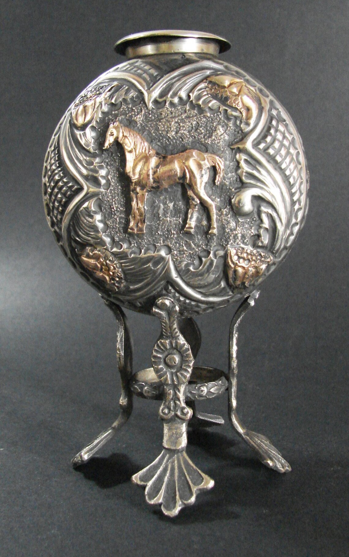 Antique Embossed Mate Cup, Rich Rococo Design With Gold Details, Horse ...