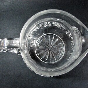 Antique Cut Glass Pitcher, Blown Handle, Thumbprint and Pinwheel Cut ...
