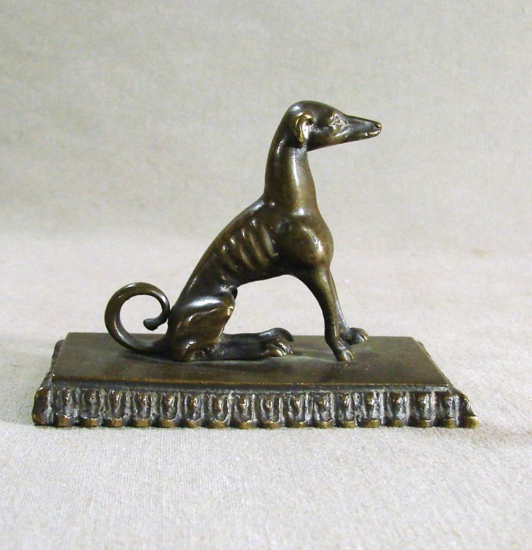 Antique Bronze Whippet on Rectangular Base - Etsy
