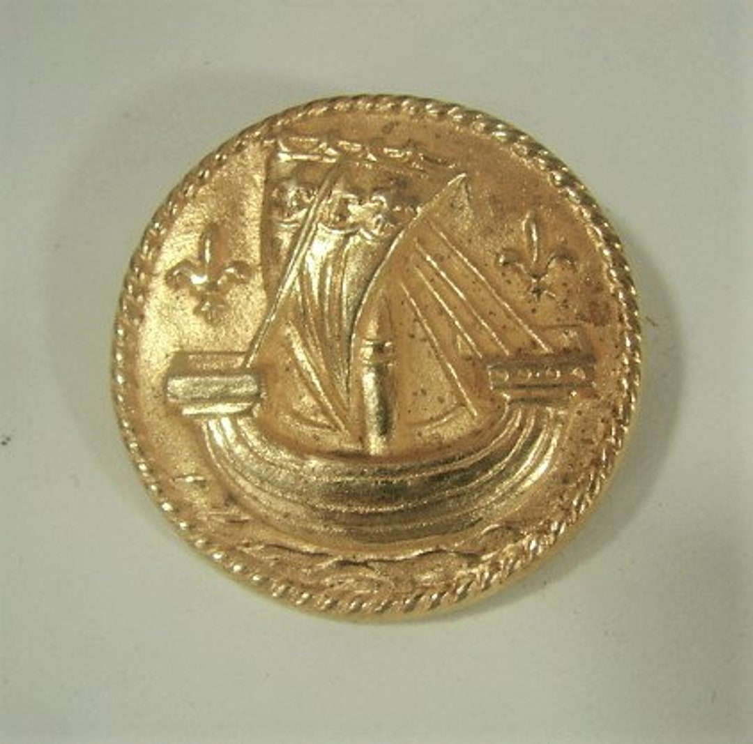 Arthus Bertrand Gilded Bronze Brooch - Ship With Fleur De Lis - Etsy