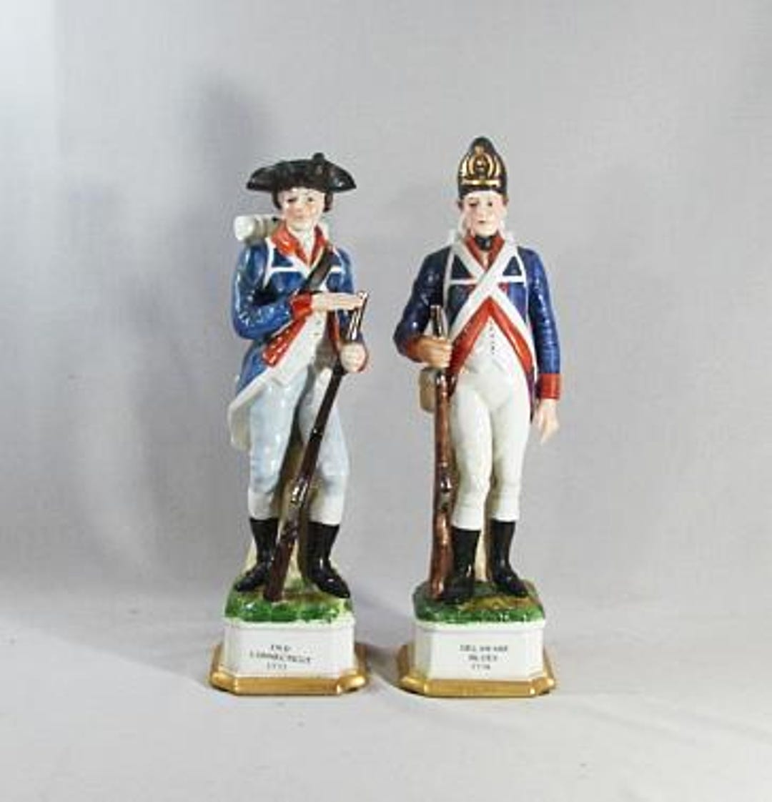 Pair Porcelain Revolutionary War Soldiers, Connecticut and Delaware ...