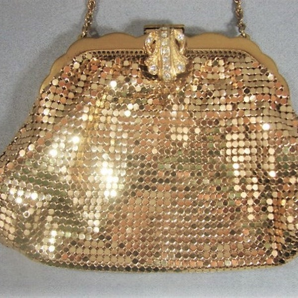 Whiting and Davis Gold Mesh Purse With Rhinestone Clasp - Etsy