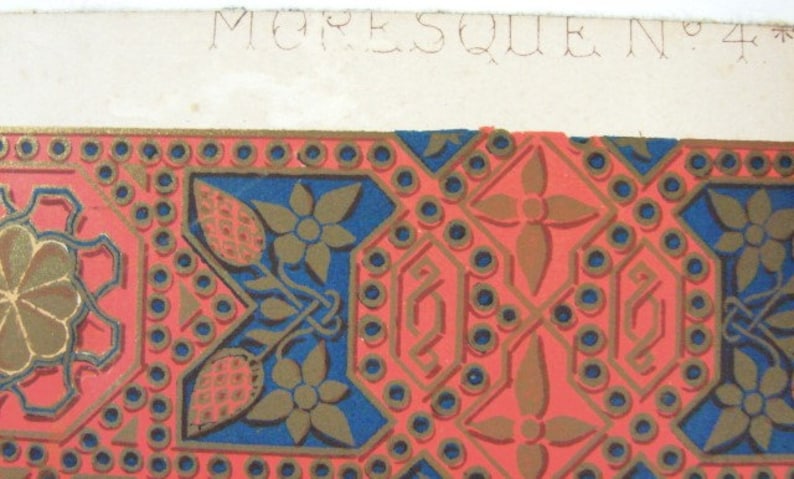 Antique Moresque Lithograph, Owen Jones, From His Folio Grammar of ...