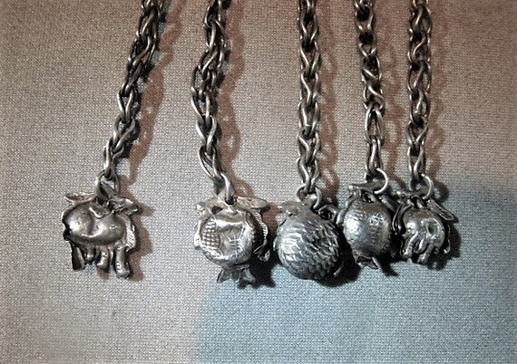 Chinese Silver Pendant with Hanging Chains and Fruit … - Gem