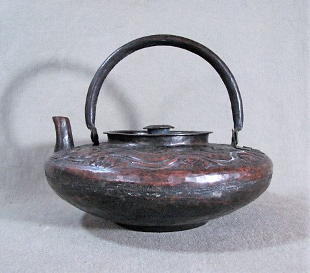 Hammered Copper Japanese Tetsubin or Teapot, Hand Wrought, Meiji or ...