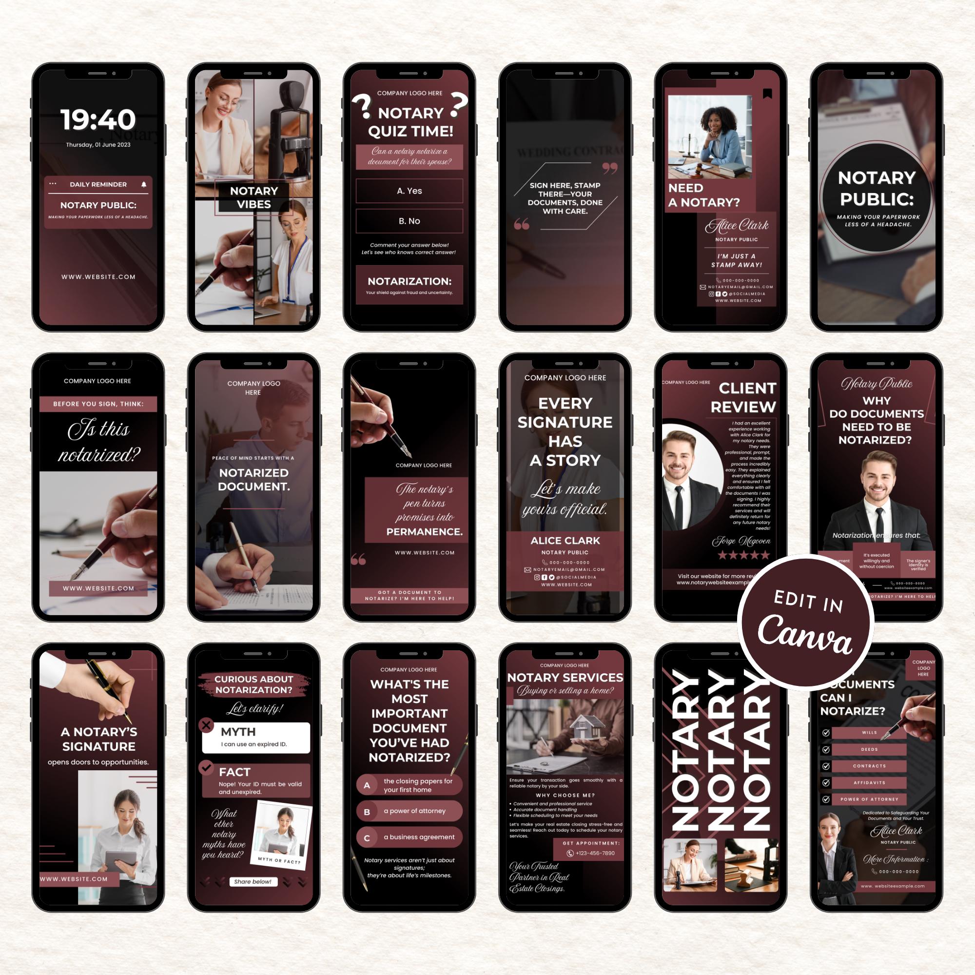 Notary Social Media Post Bundle, Notary Instagram Posts and Story ...