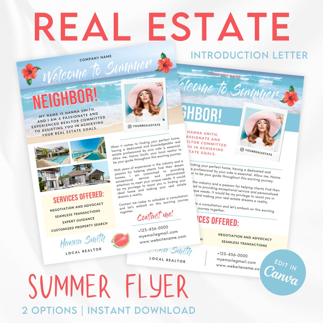 Summer Real Estate Introduction Letter, Realtor Summer Introduction ...