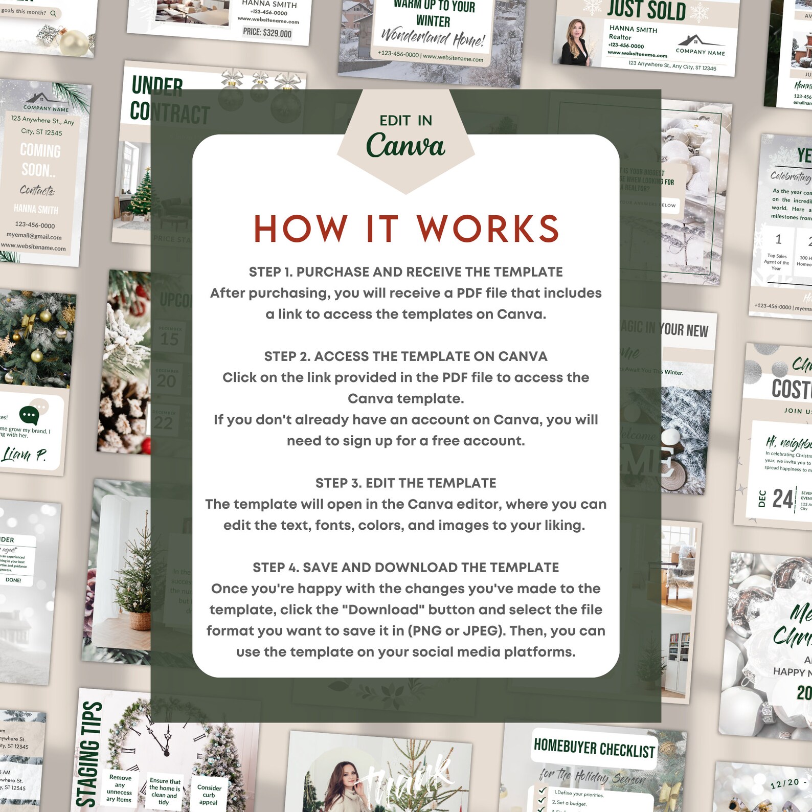 Christmas Realtor Instagram Post Templates, Winter Holidays Real Estate ...