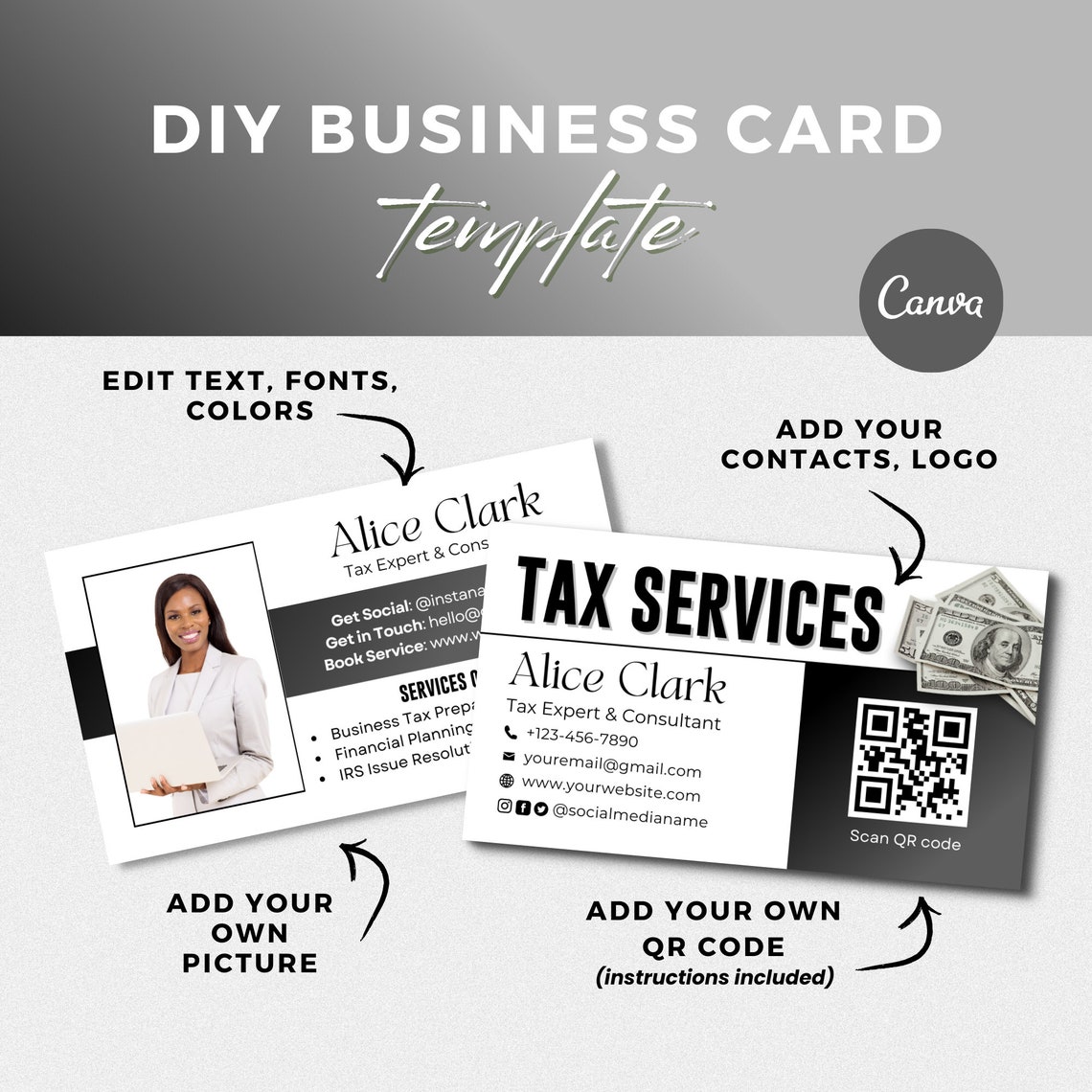 Tax Preparer Standard&digital Business Card Template, Tax Season,tax ...