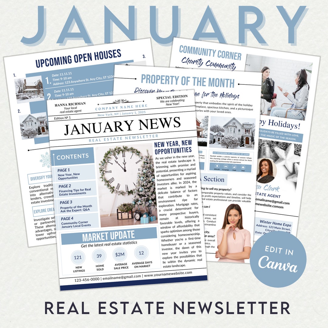 January Real Estate Newsletter, Realtor Winter Marketing Newsletter ...