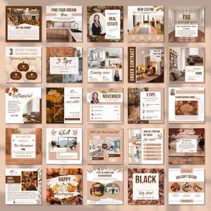 November Realtor Social Media Post Templates, Fall Real Estate ...