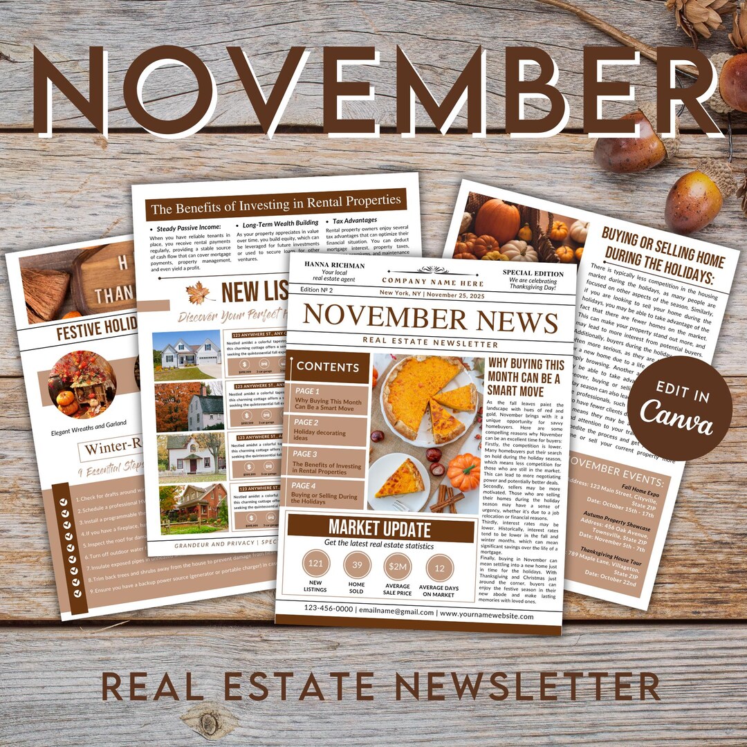 November Real Estate Newsletter, Realtor Fall Marketing Newsletter ...