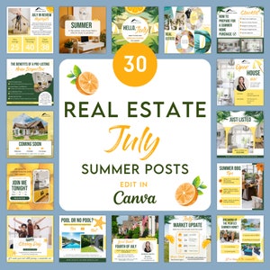July Realtor Instagram Posts, Summer Real Estate Social Media Template ...